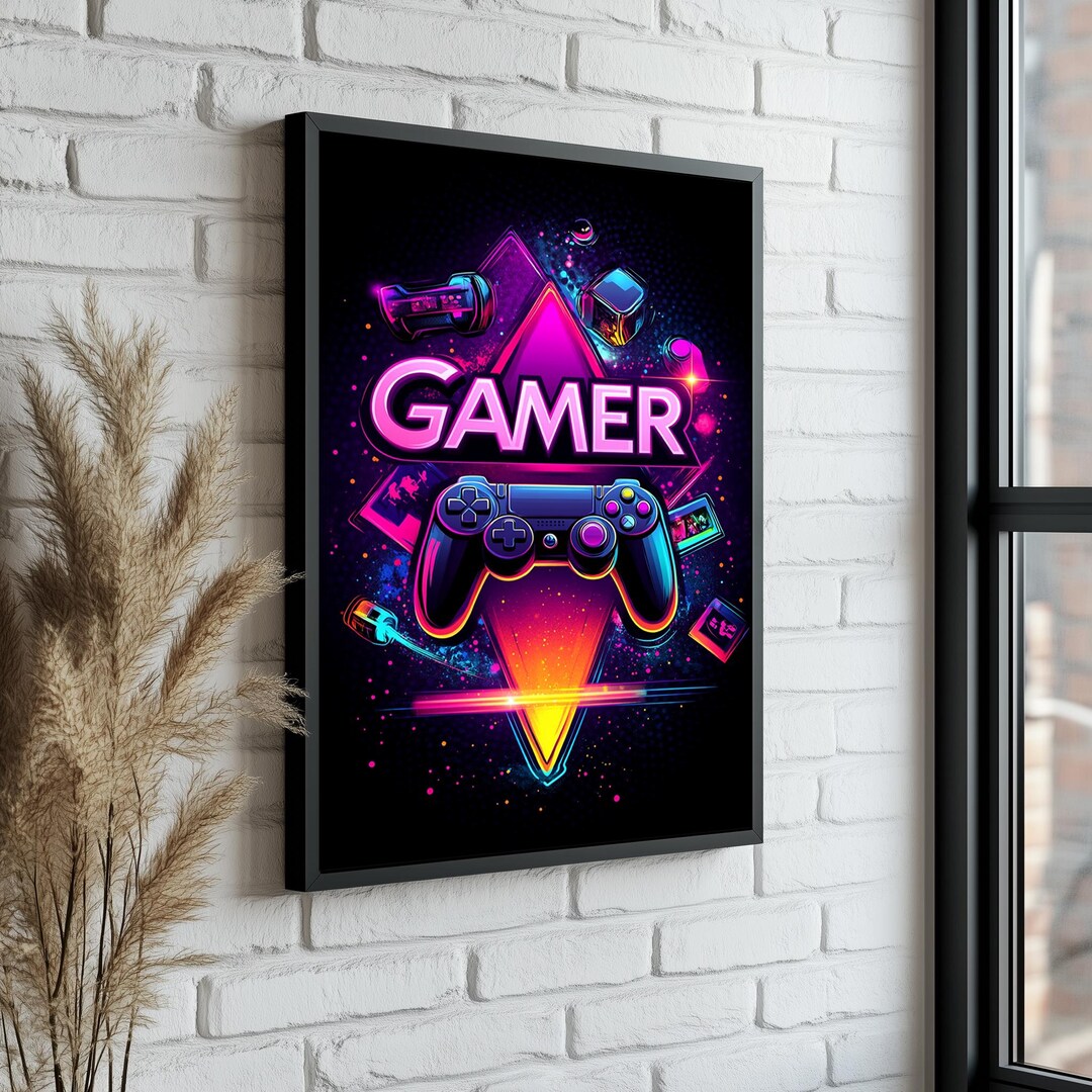 Gamer Room Canvas Decor, Colorful Gamer Canvas, Neon Style Canvas ...