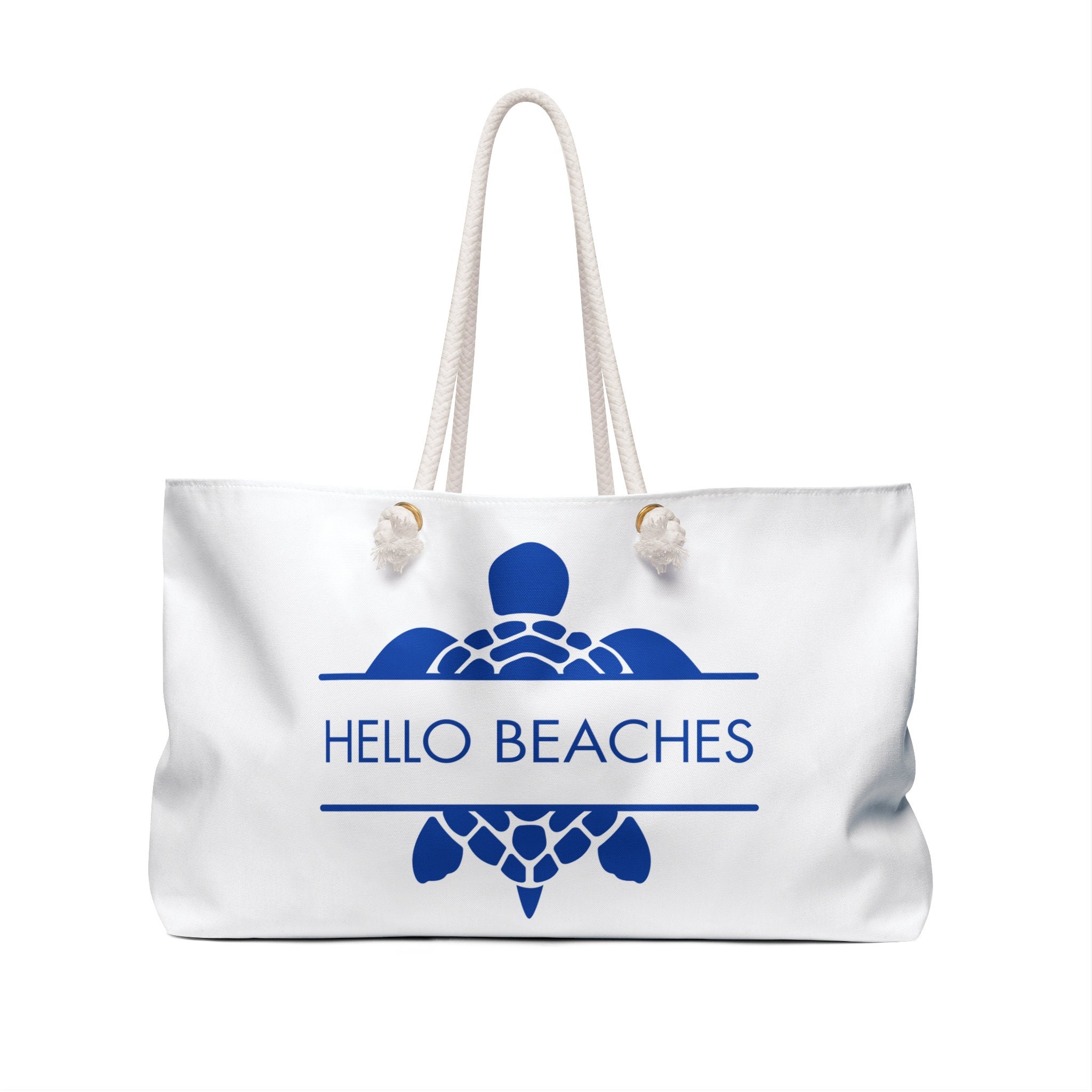 Beach Bag, Weekender Bag, Hello Beaches Bag, Sea Turtle Tote Bag, Sea ...