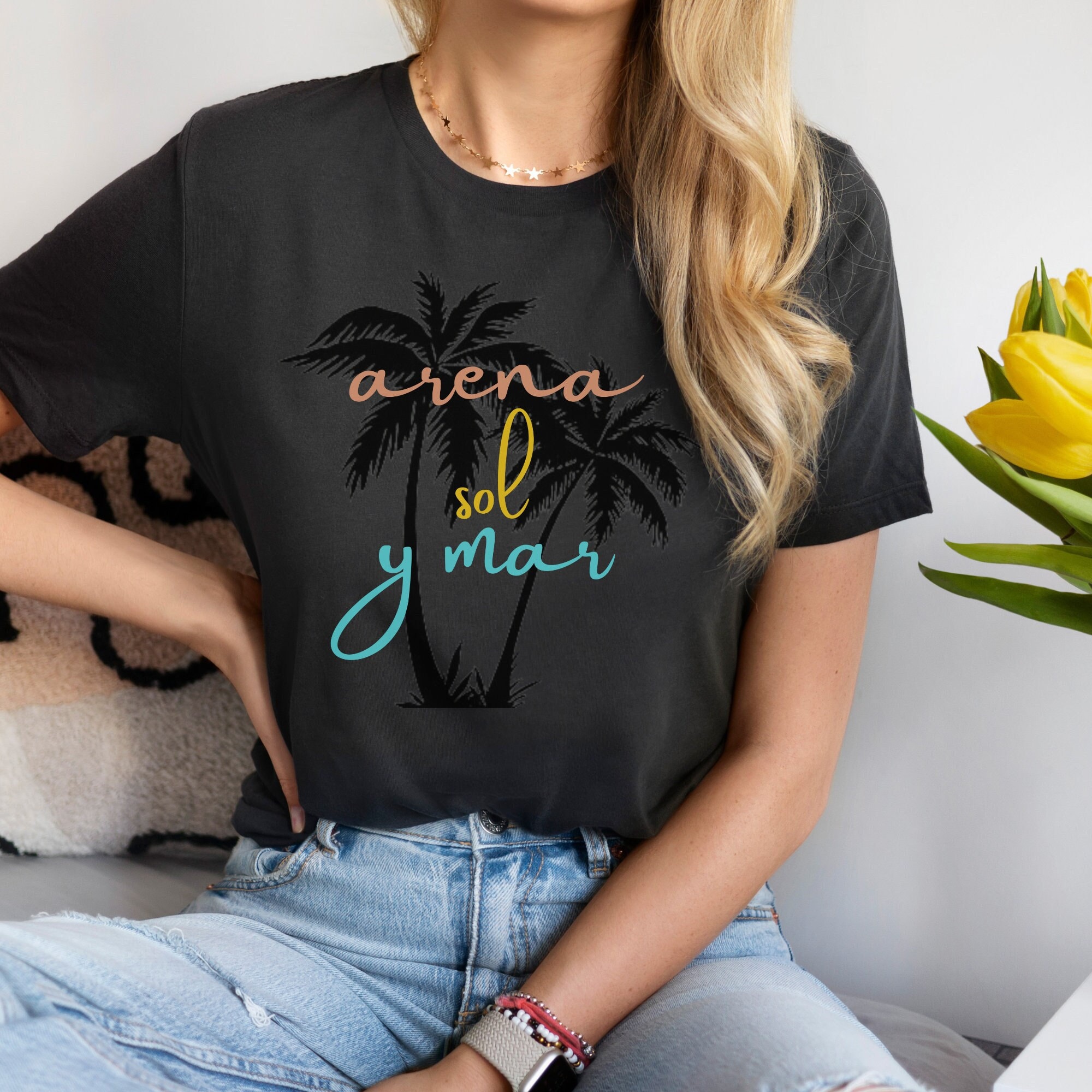 Spanish T-shirt, Beach Shirt, Sand Sun and Sea Shirt, La Playa, Arena ...