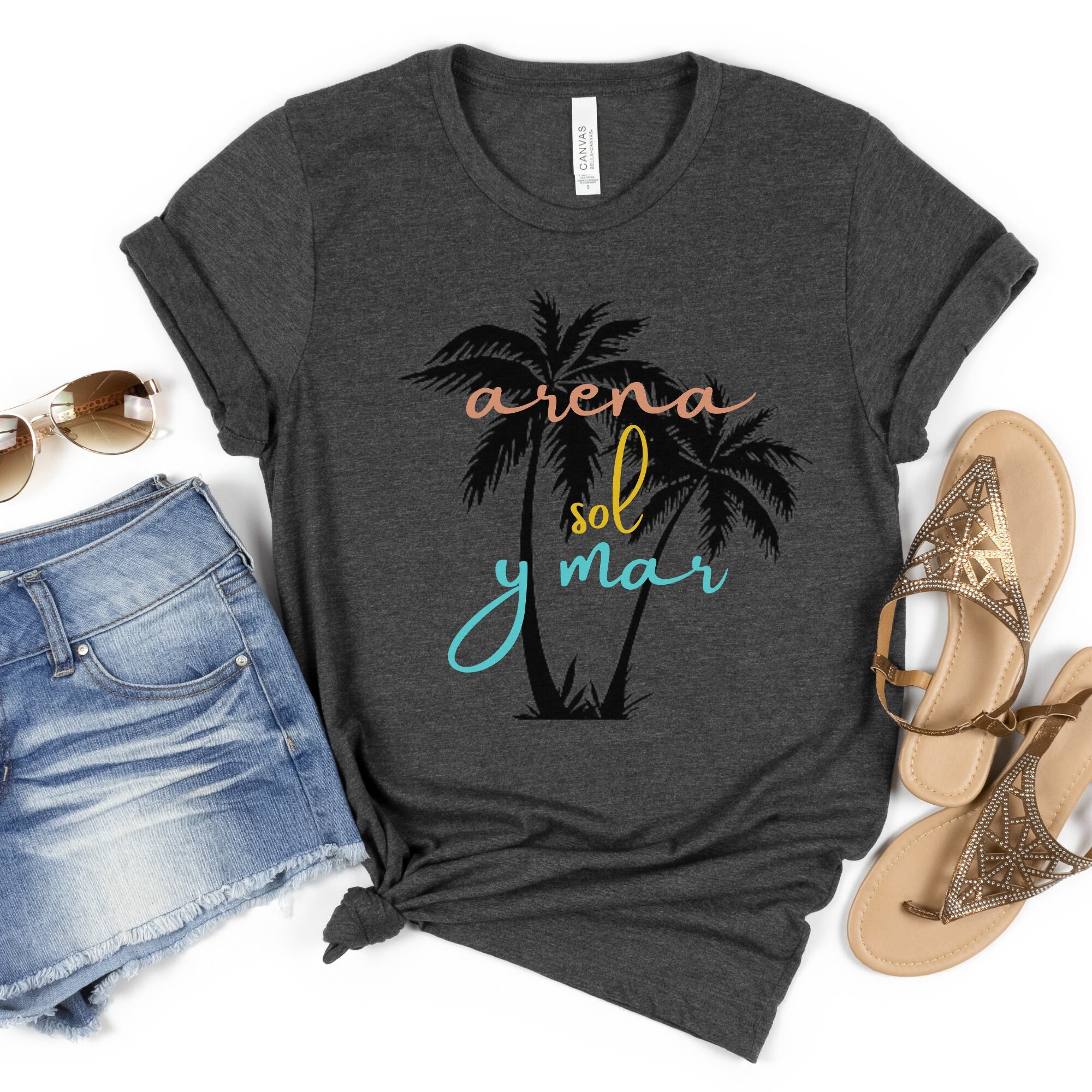 Spanish T-shirt, Beach Shirt, Sand Sun and Sea Shirt, La Playa, Arena ...