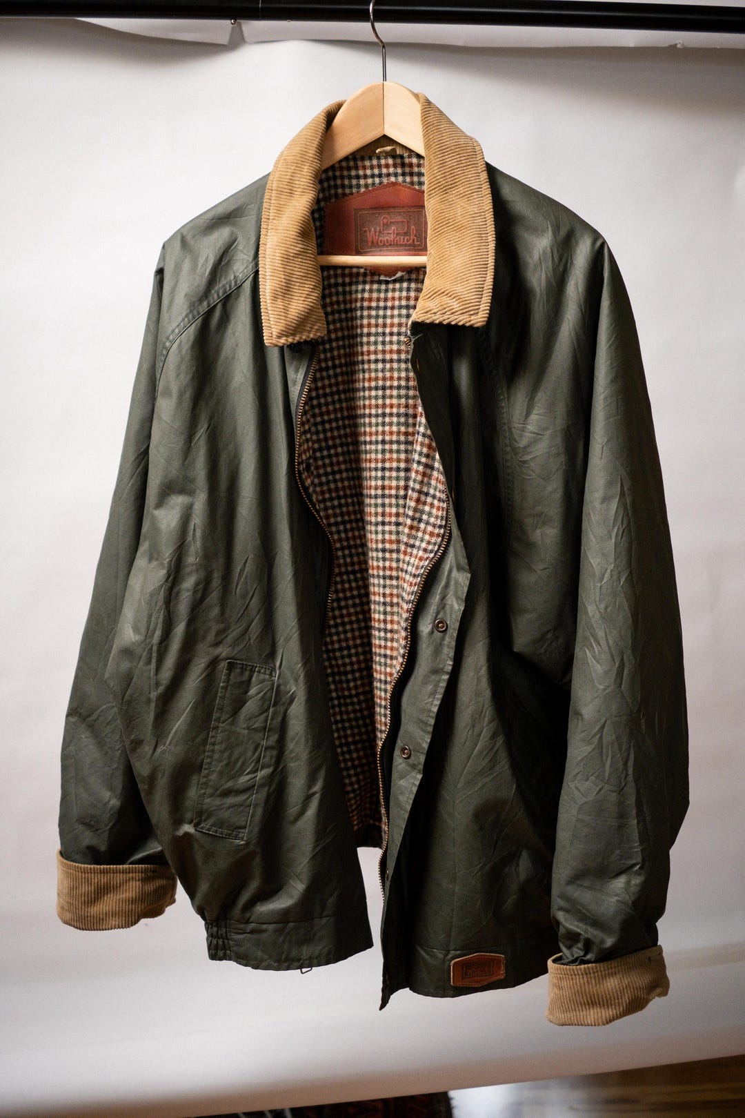 VINTAGE 1980s Woolrich Wax Field Jacket | Retro Jacket | Unisex Mens L ...