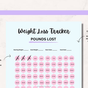Weight Loss Tracker Printable, Weekly Weight In, Digital Pounds Lost ...