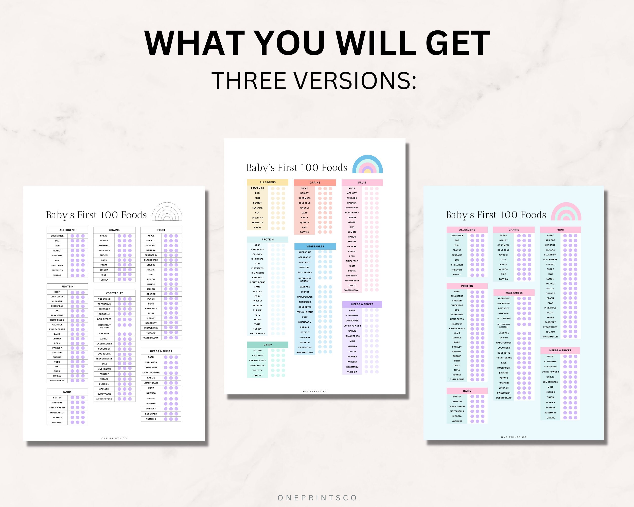 Baby First 100 Food Checklist Printable Baby Led Weaning Purees List ...