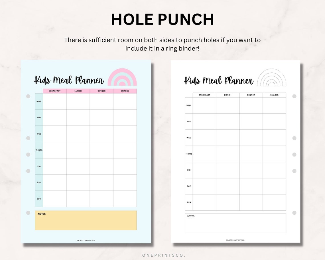 Kids Colourful Weekly Meal Planner, Printable Meal Tracker Template ...