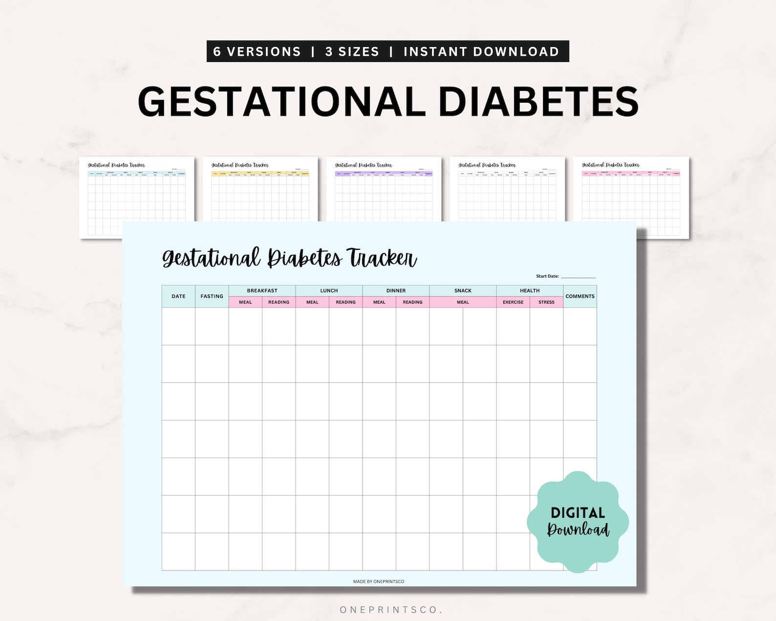 Gestational Diabetes Tracker Template, Printable Blood Sugar Chart ...