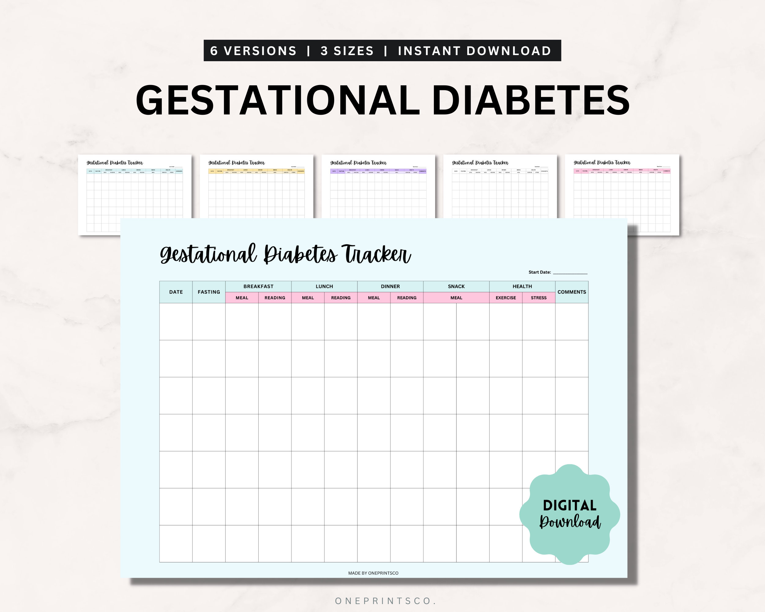 Gestational Diabetes Tracker Template, Printable Blood Sugar Chart ...
