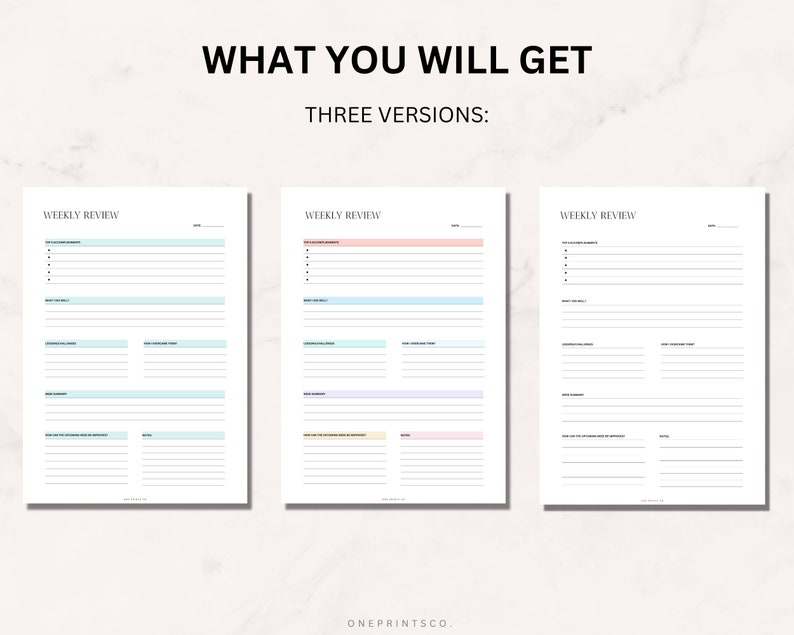 Weekly Review Planner Printable Week Reflection PDF Undated Office ...