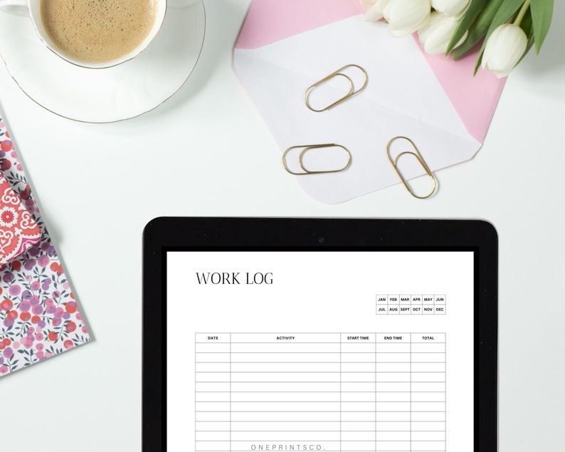 Work Planner Log Template Printable Working Timesheet Time Management ...