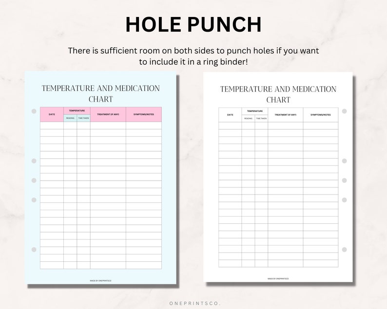 Kids Temperature and Medication Tracker, Fever Tracking Chart Pdf ...