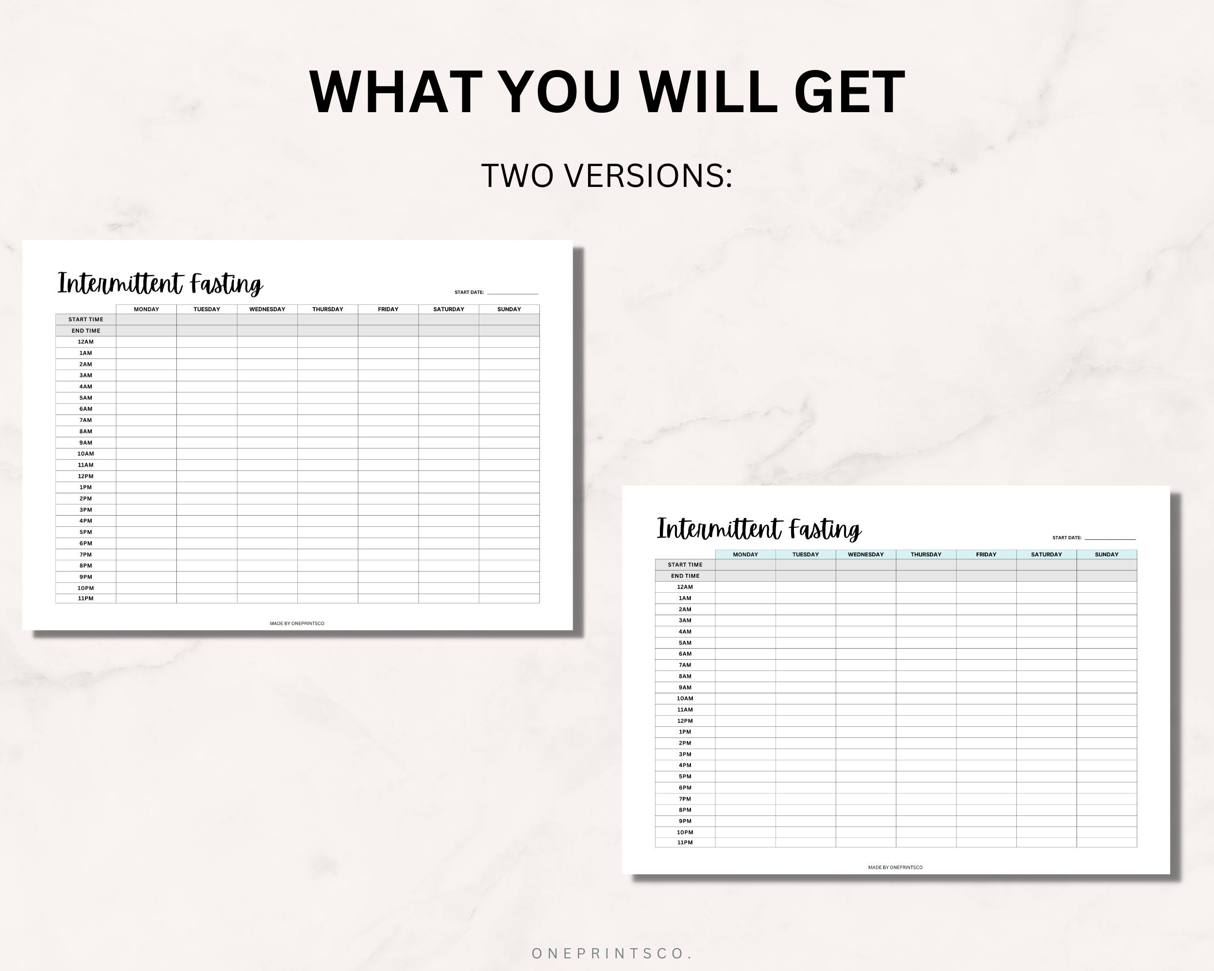 Intermittent Fasting Tracker Template, Free Grocery List, Digital ...