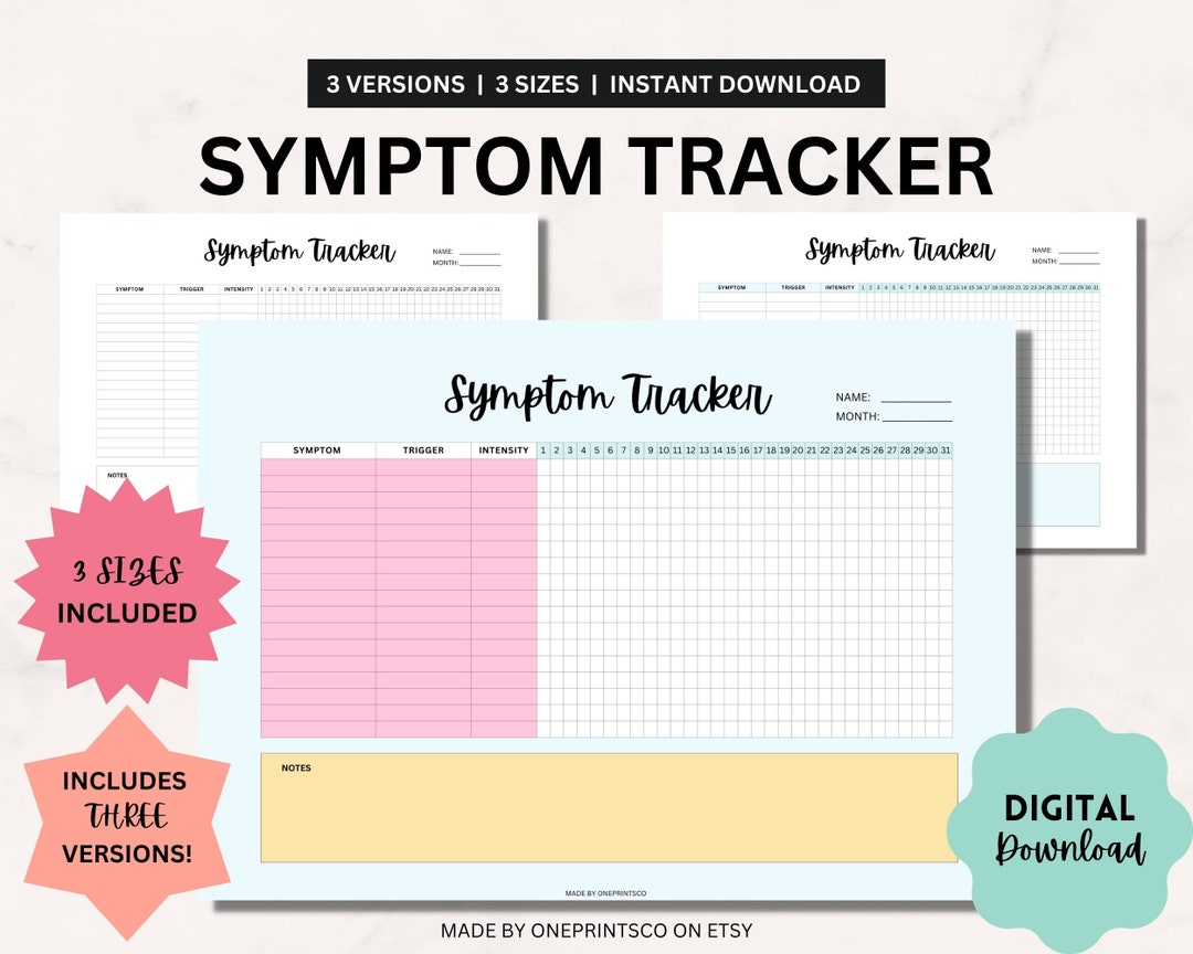Monthly Symptom Tracker Symptom Journal Health Tracker - Etsy