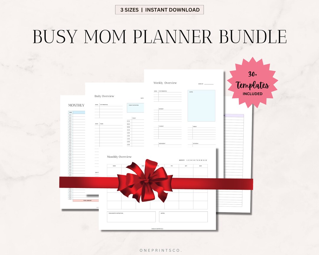 Busy Mom Planner Bundle Printable Daily Schedule Organiser Weekly ...