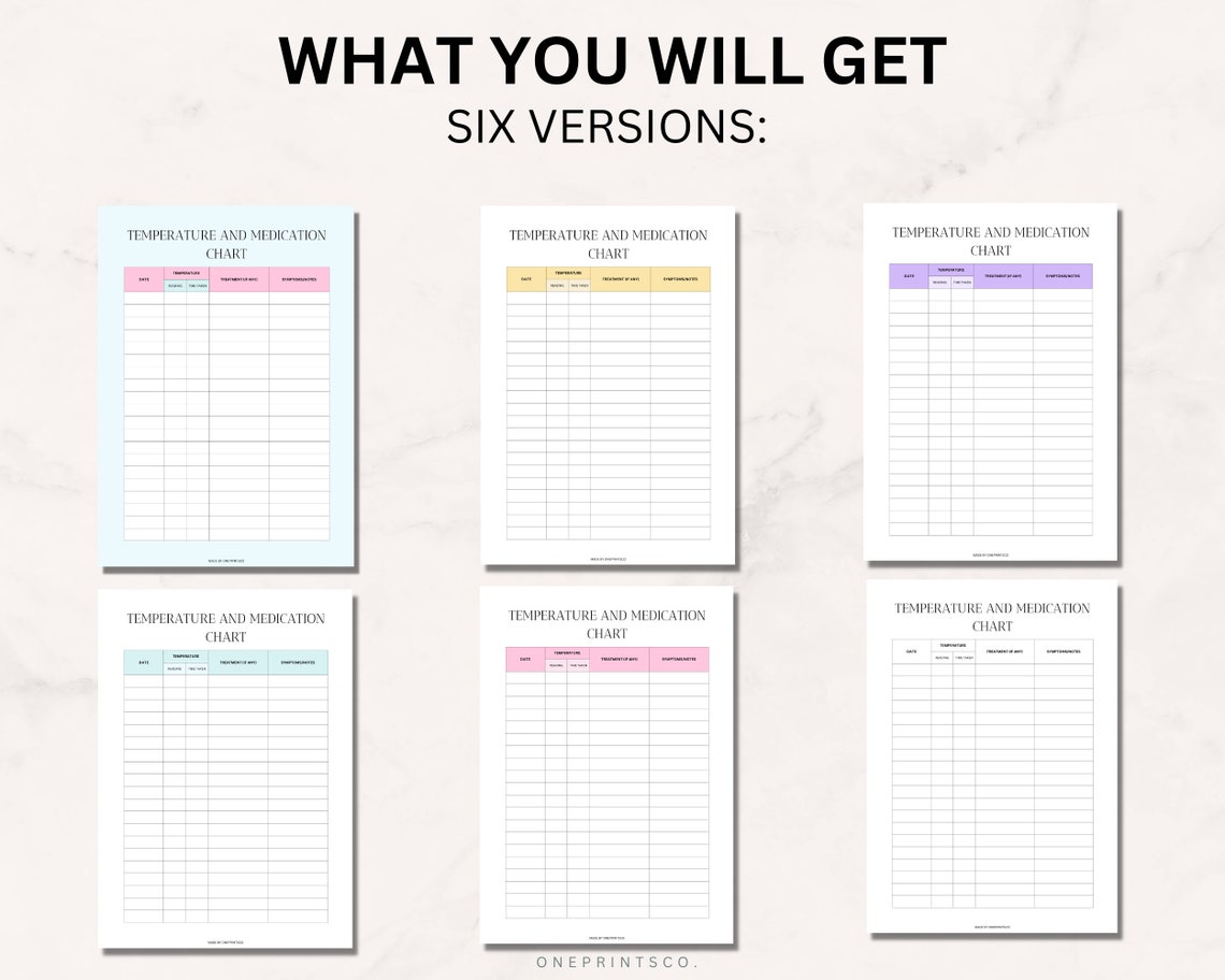Kids Temperature and Medication Tracker, Fever Tracking Chart Pdf ...