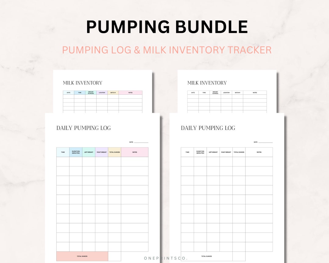 Daily Pumping Log Template Printable Baby Breastfeeding Milk Inventory ...