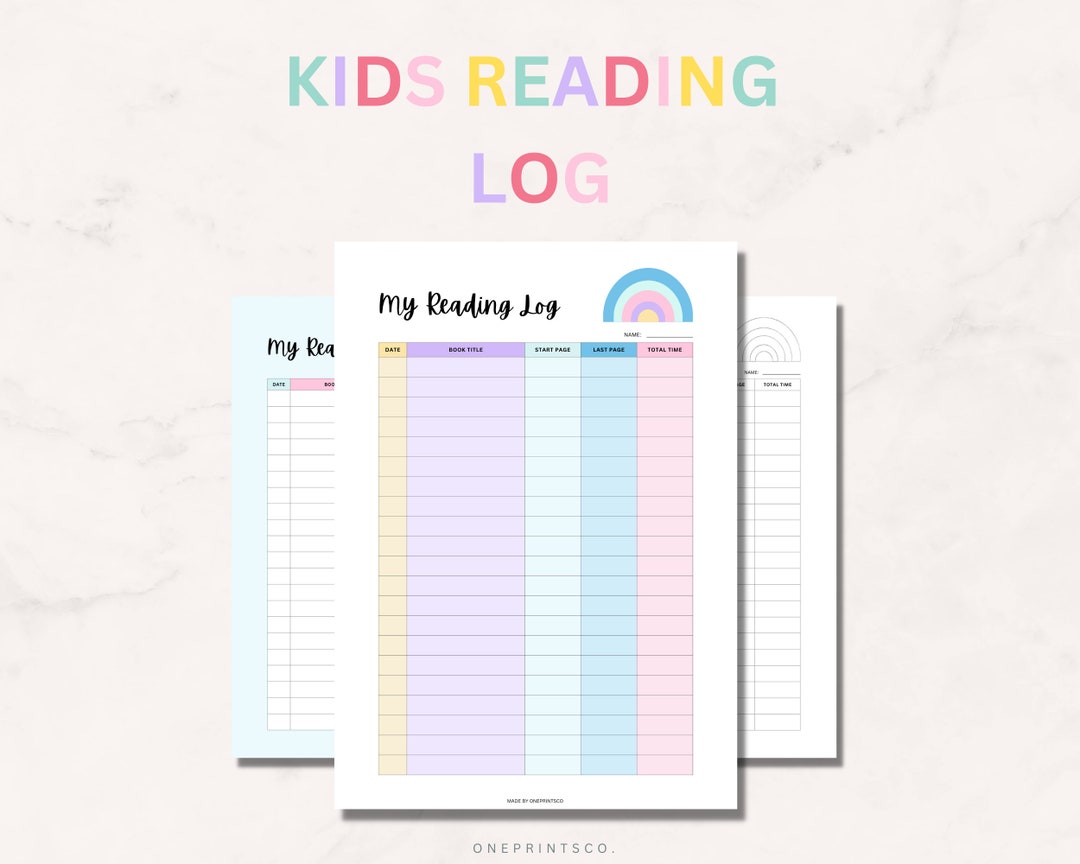 Kids Reading Log Printable Daily Reading Tracker Children Book Journal ...