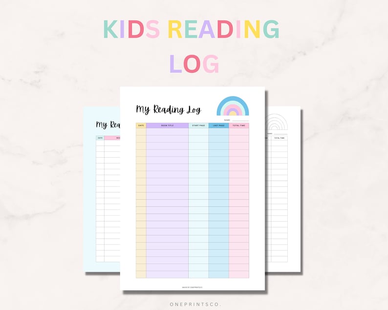 Kids Reading Log Printable Daily Reading Tracker Children Book Journal ...
