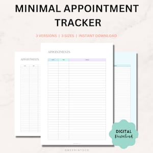 Appointment Tracker Template Printable Appt Reminder Planner Journal ...