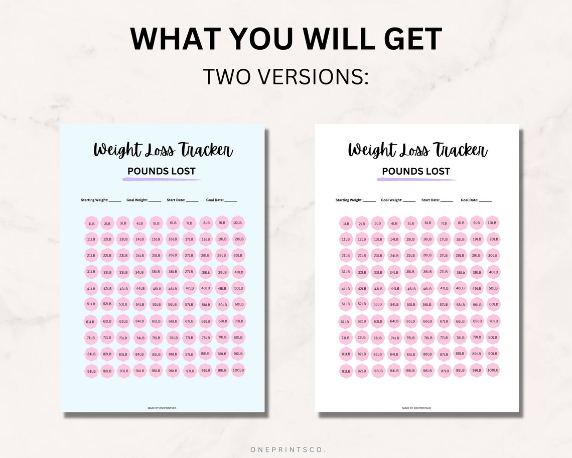 Weight Loss Tracker Printable, Weekly Weight In, Digital Pounds Lost ...