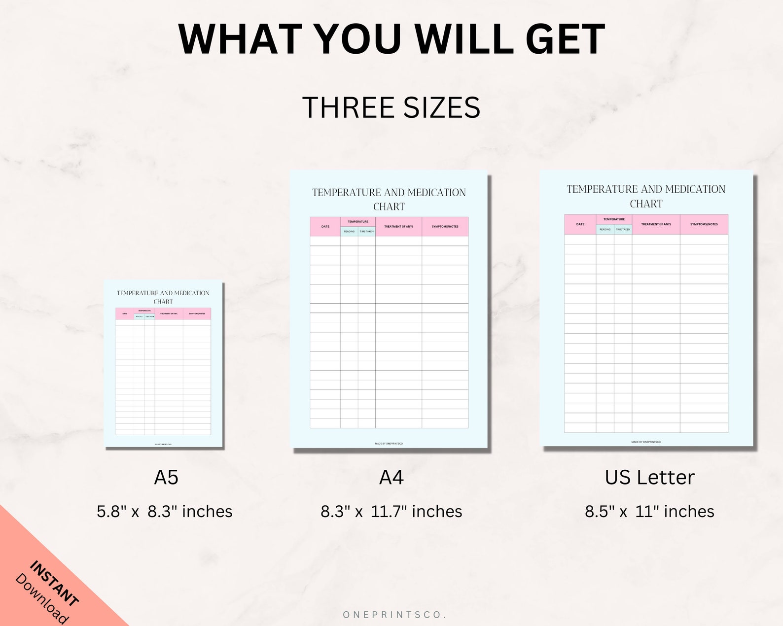 Kids Temperature and Medication Tracker, Fever Tracking Chart Pdf ...