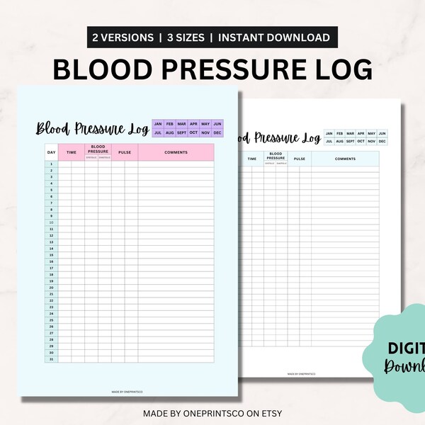 Bp Tracker Template - Etsy