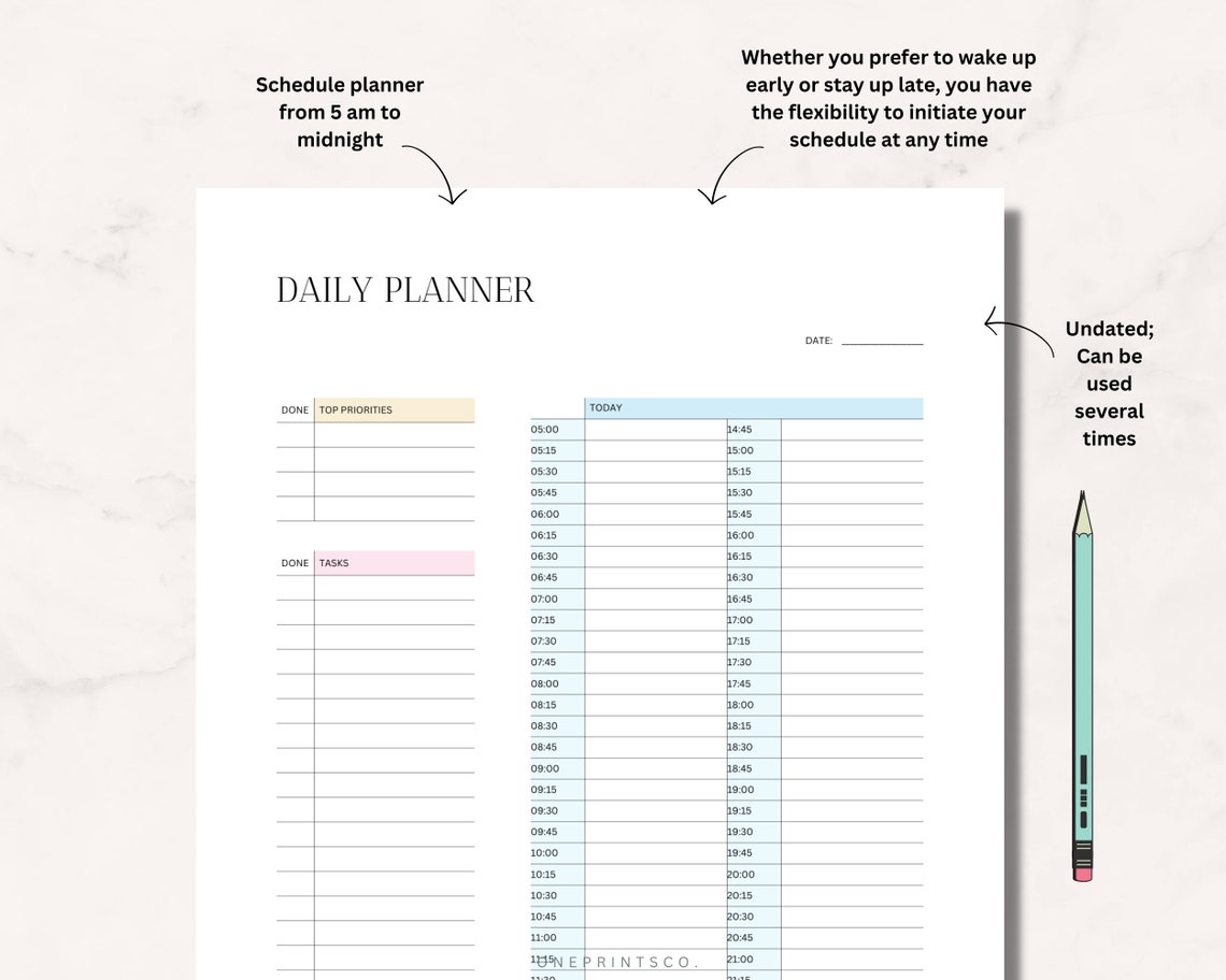 15 Minutes Planner Printable Daily Time Blocking Meeting Sheet Daily ...