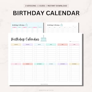 Birthday Tracker Printable Template, Digital Birthday Reminder Planner ...