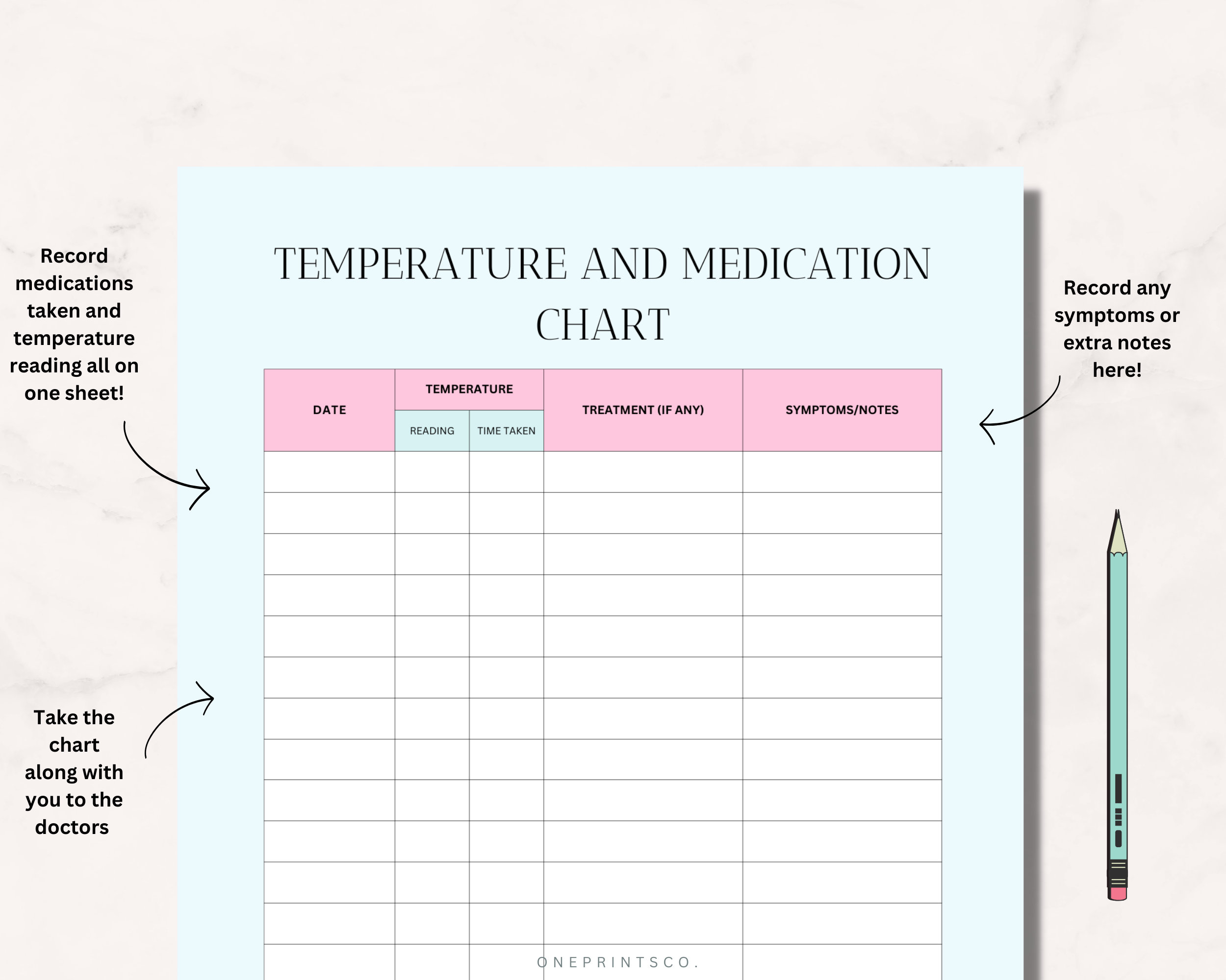Kids Temperature and Medication Tracker, Fever Tracking Chart Pdf ...