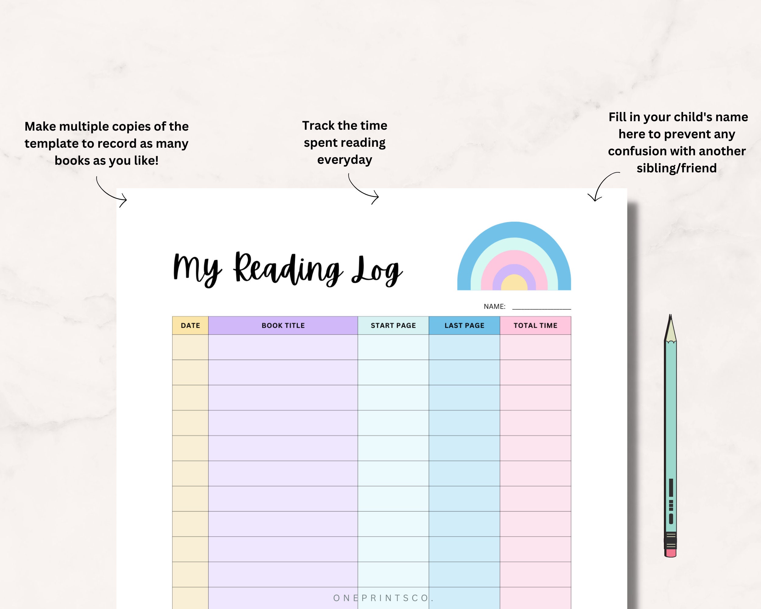 Kids Reading Log Printable Daily Reading Tracker Children Book Journal ...