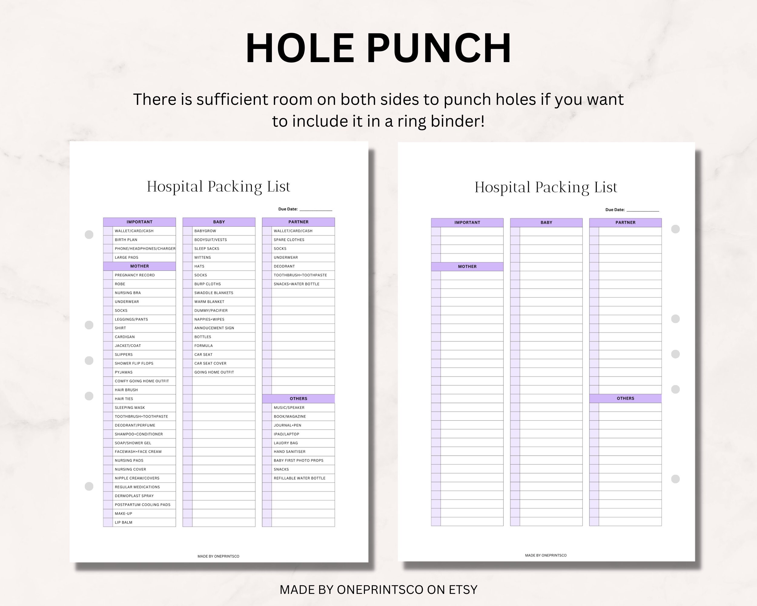 Hospital Bag Packing List Template Printable Pregnancy Checklist New ...