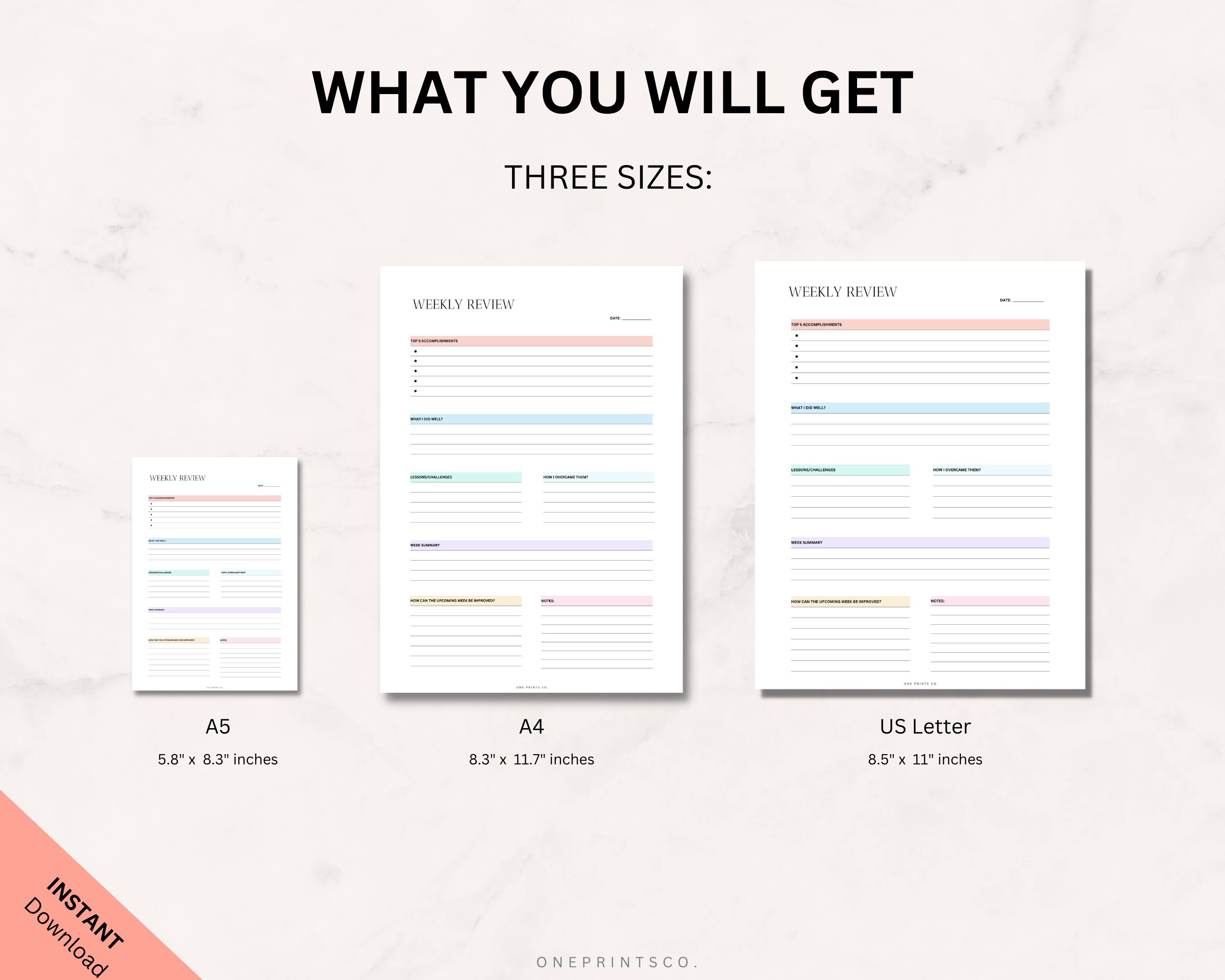 Weekly Review Planner Printable Week Reflection PDF Undated - Etsy