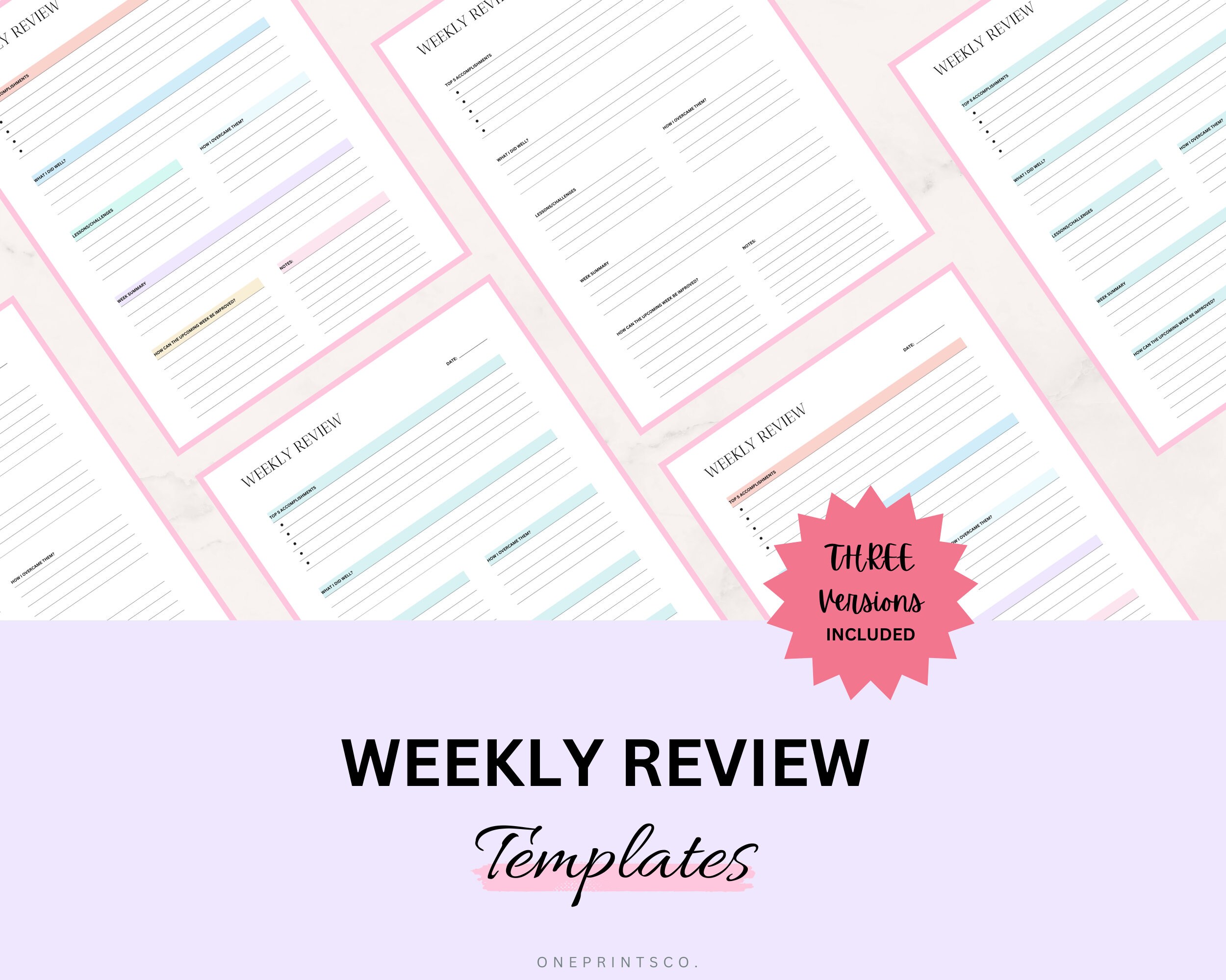 Weekly Review Planner Printable Week Reflection PDF Undated Office ...