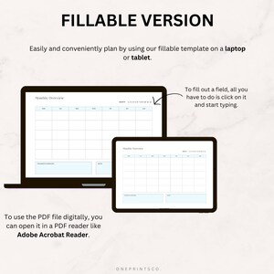 Monthly Overview Printable Planner, Minimalist Template, Month at a ...