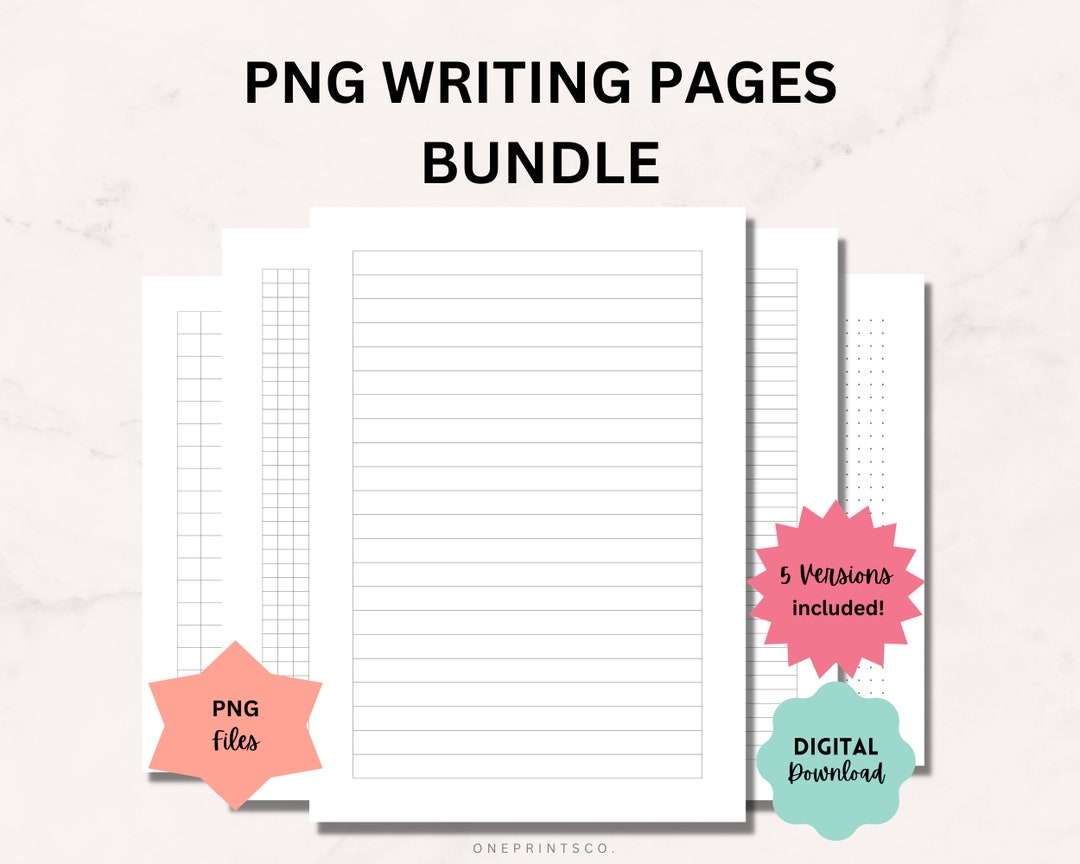 Dotted, Grid, Lined, Graph Notebook Paper Pack, PNG Planner Pages, Note ...