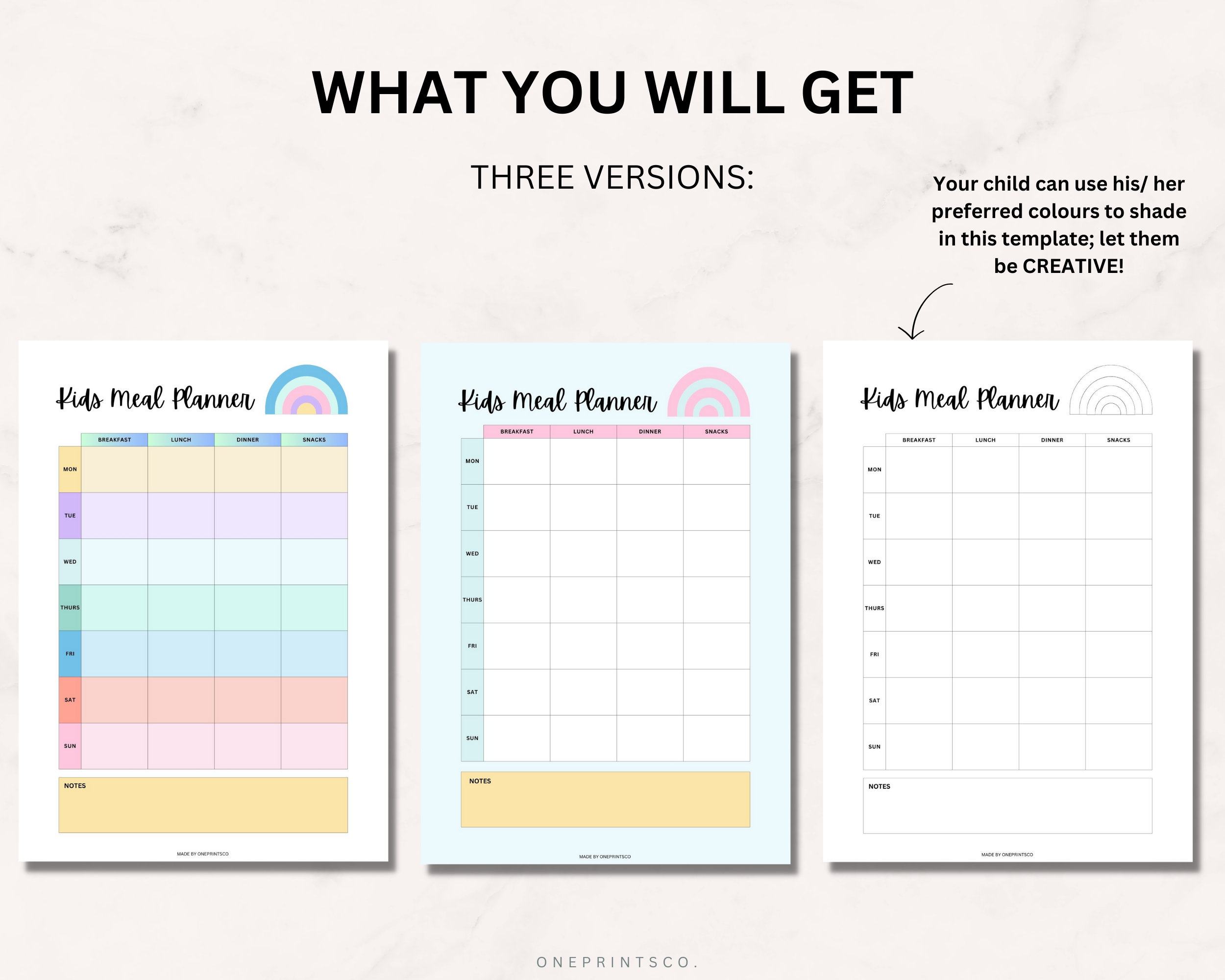 Kids Colourful Weekly Meal Planner, Printable Meal Tracker Template ...