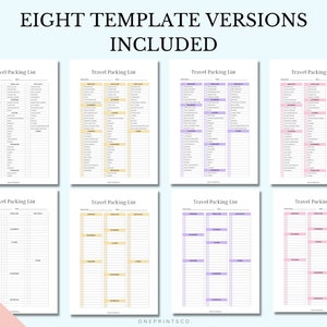 Travel Packing List Template Printable Holiday Organiser Digital Family ...