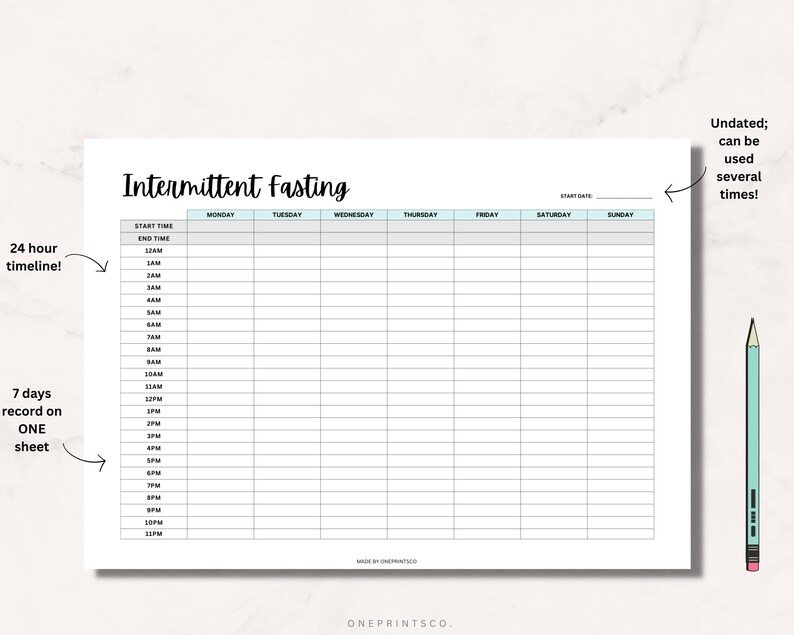 Intermittent Fasting Tracker Template, Free Grocery List, Digital ...