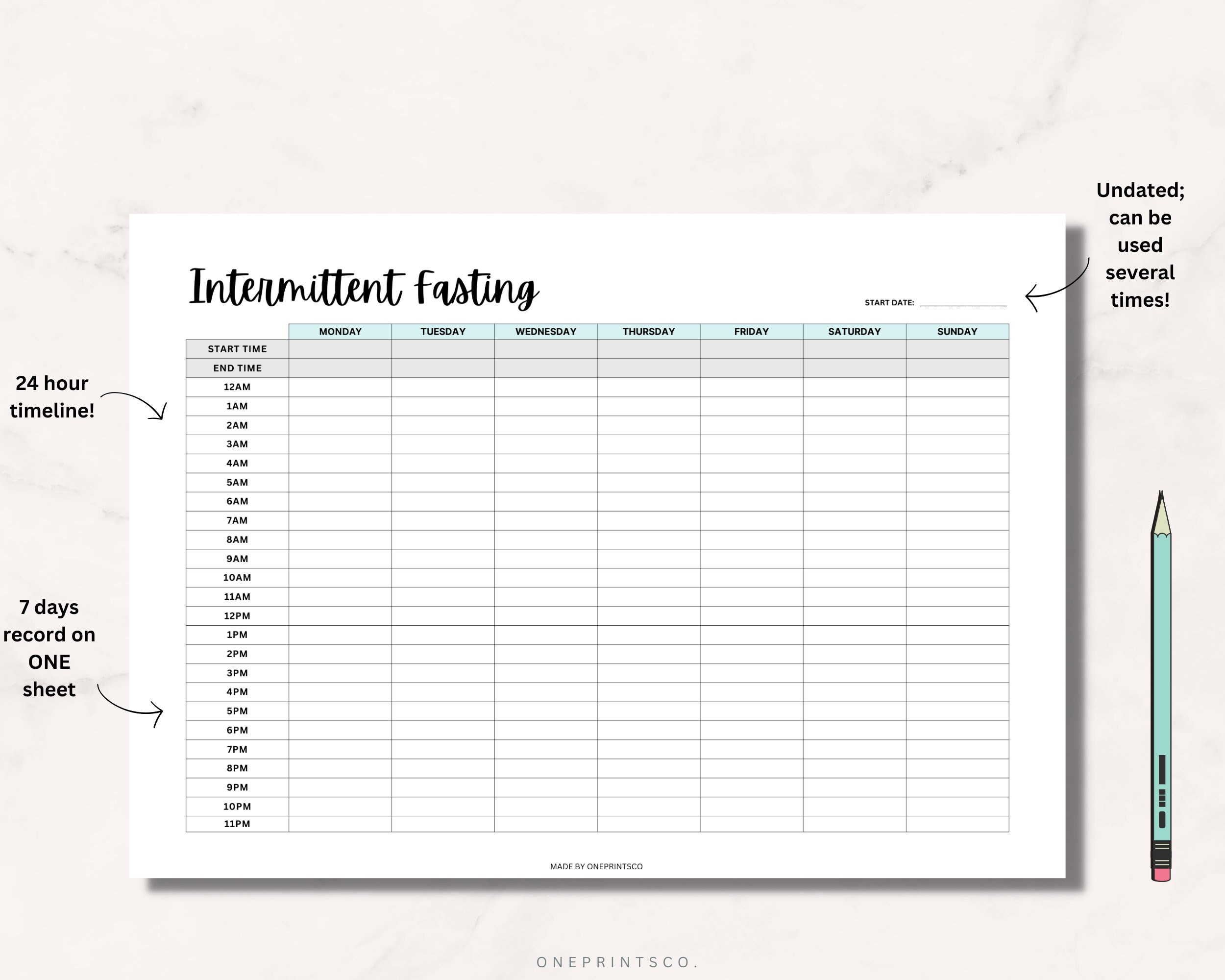 Intermittent Fasting Tracker Template, Free Grocery List, Digital ...