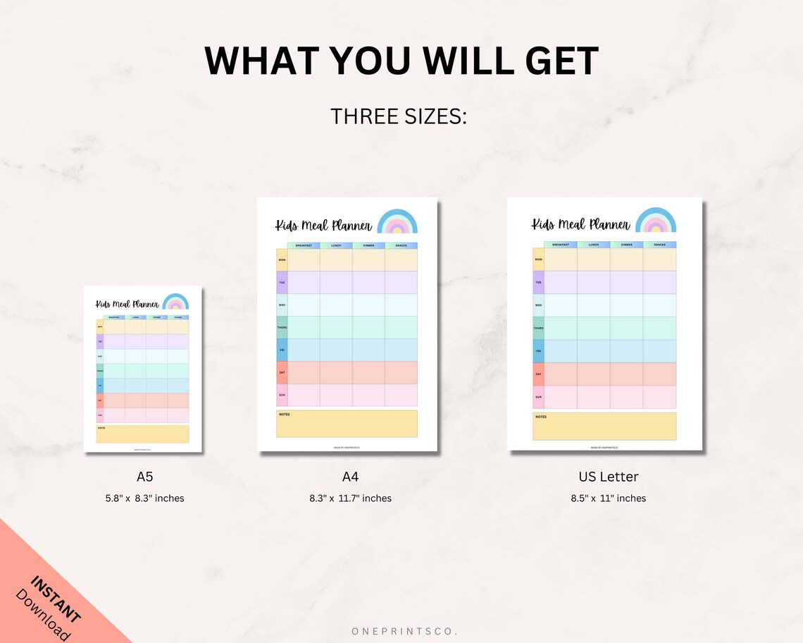 Kids Colourful Weekly Meal Planner, Printable Meal Tracker Template ...