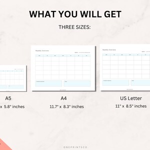 Monthly Overview Printable Planner, Minimalist Template, Month at a ...