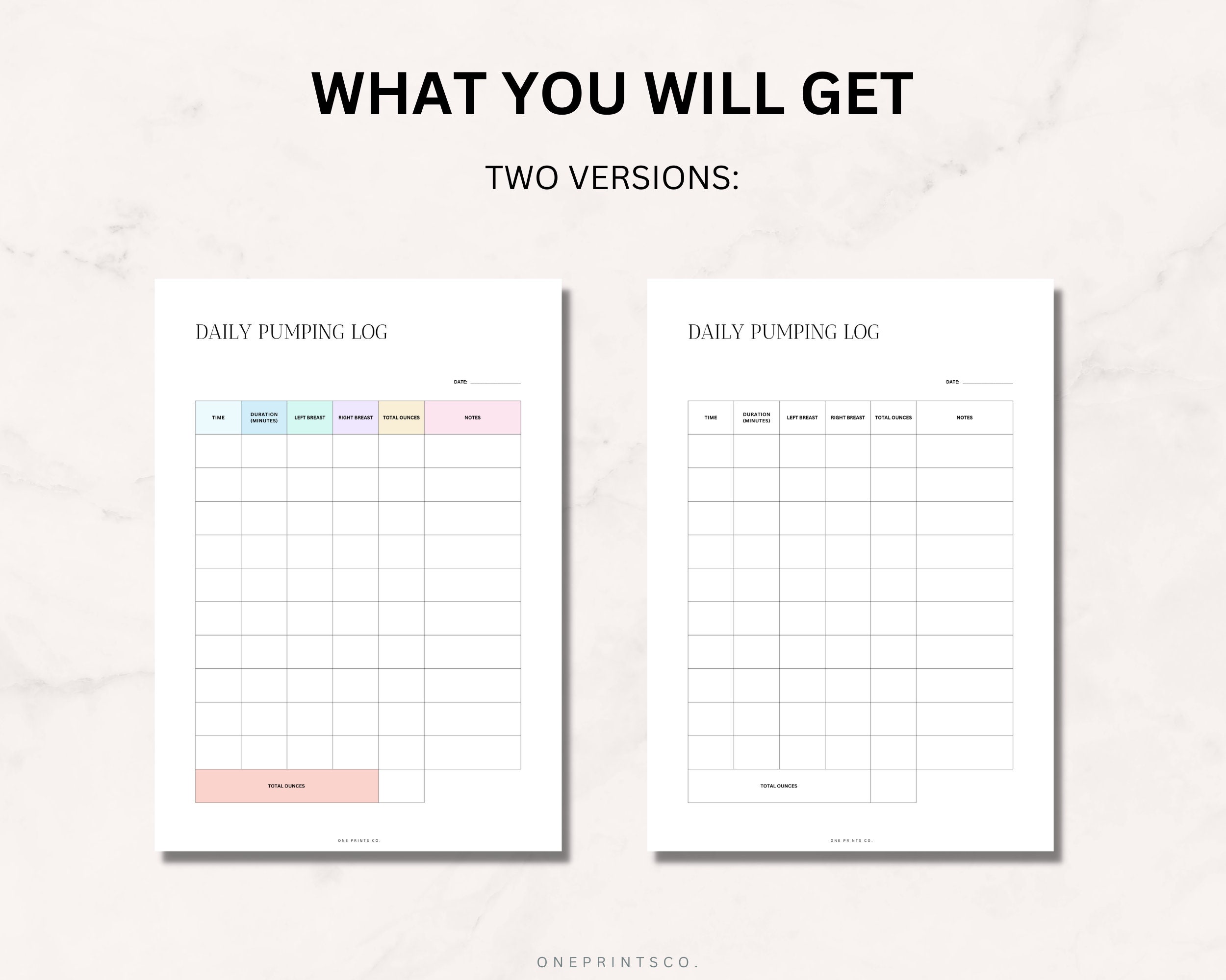 Daily Pumping Log Template Printable Baby Breastfeeding Milk Inventory ...