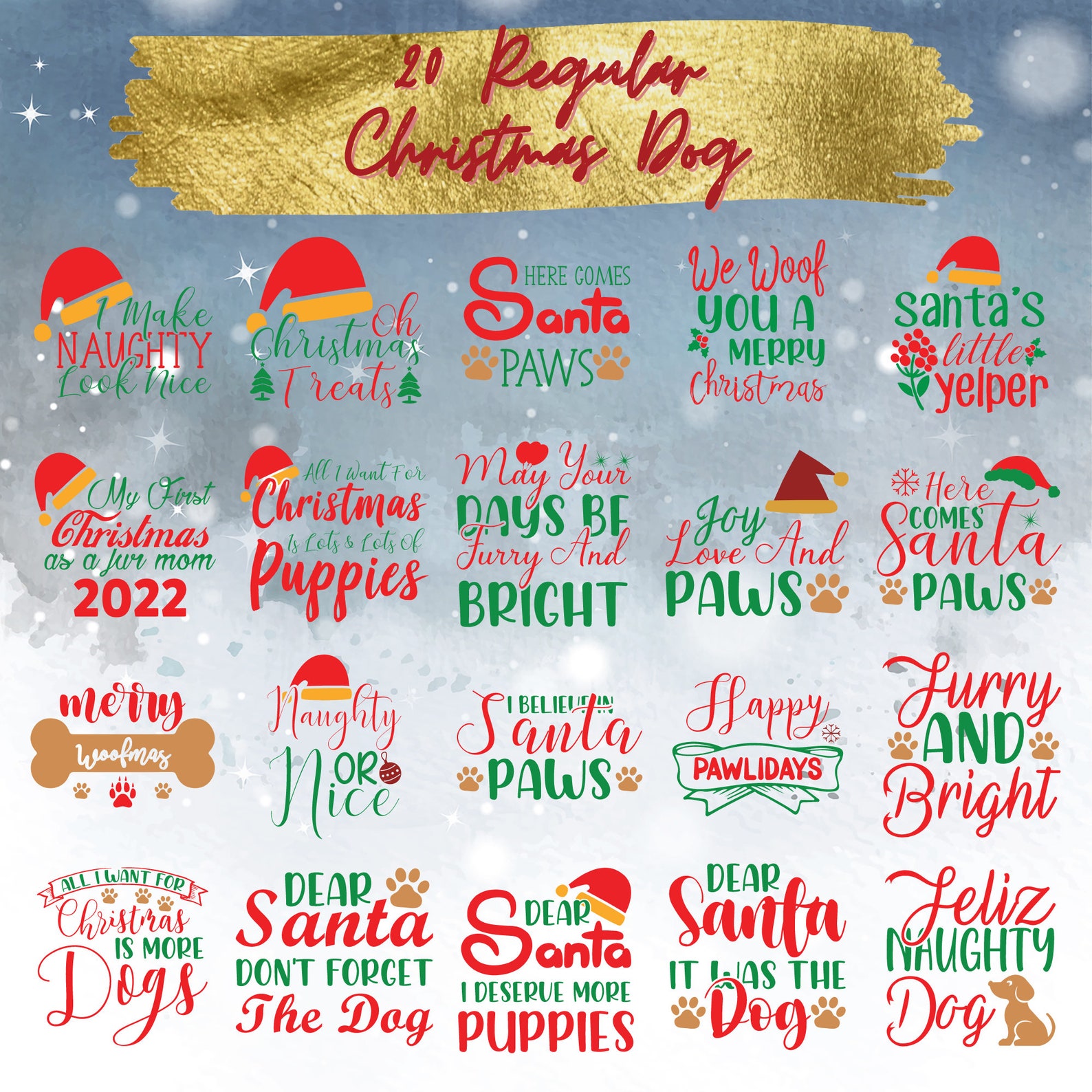 Christmas Dog SVG Bundle, Holiday Svg Bundle, Cute Christmas Dogs ...