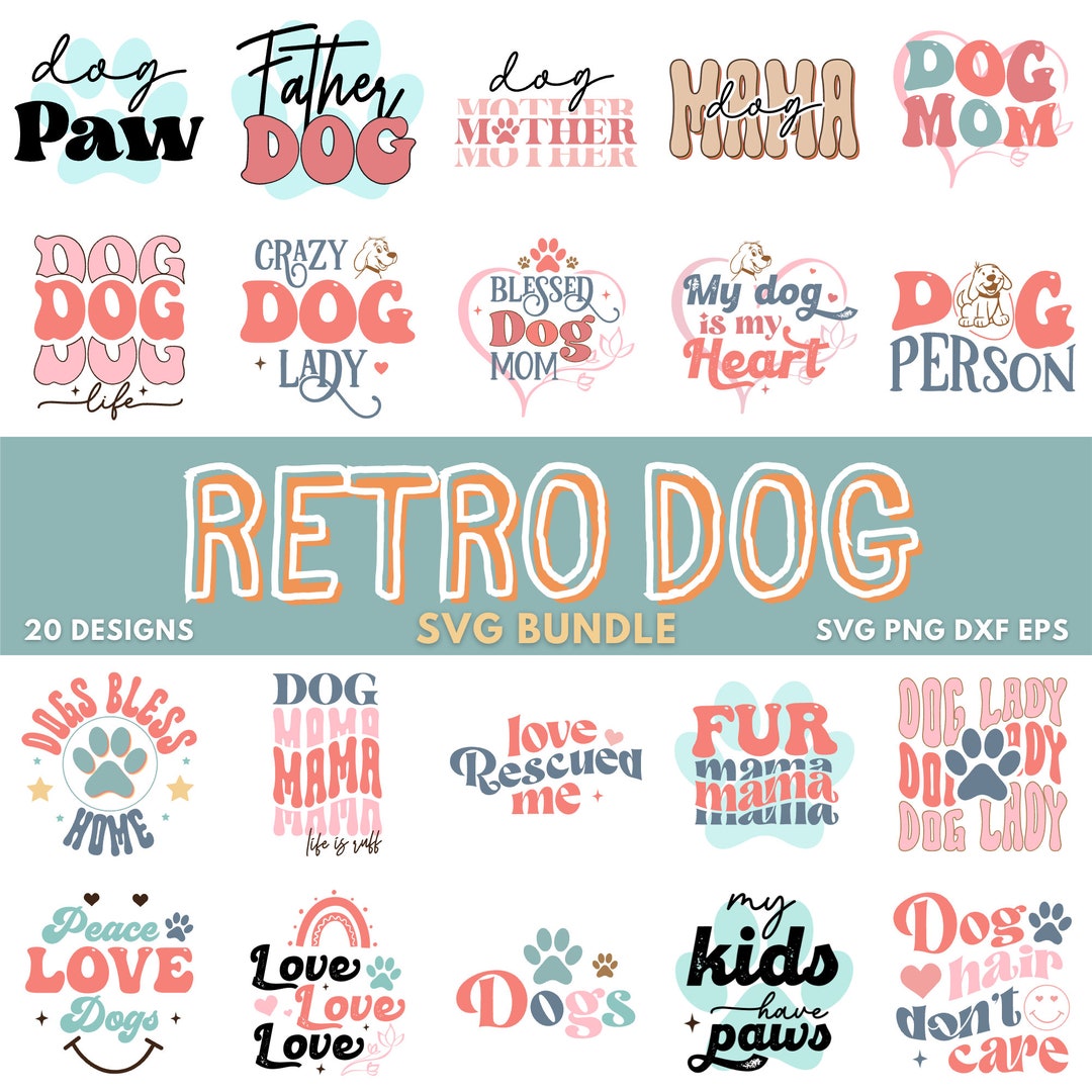20 Retro Dog SVG Bundle, Crazy Dog Lady Svg, Retro Dog Mom Svg, Dog Mom ...