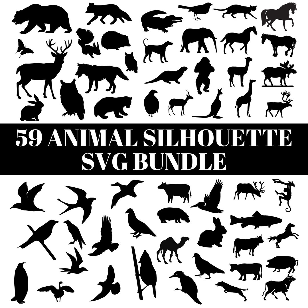 Animal Silhouette SVG Bundle, Animal Svg Bundle, Bird Svg, Safari Svg ...