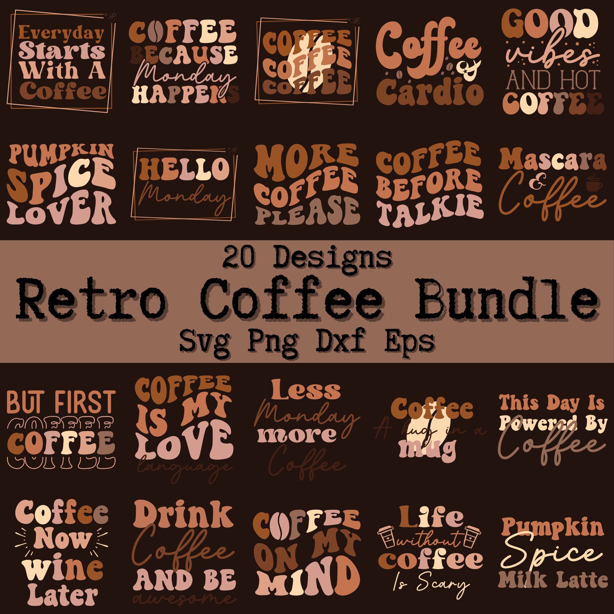 Retro Coffee Svg Bundle, Coffee Cups Clipart, Coffee Png, Coffee Svg ...