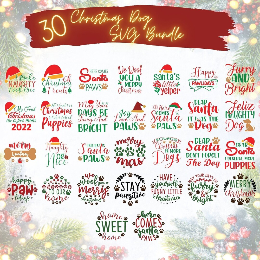 Christmas Dog SVG Bundle, Holiday Svg Bundle, Cute Christmas Dogs ...