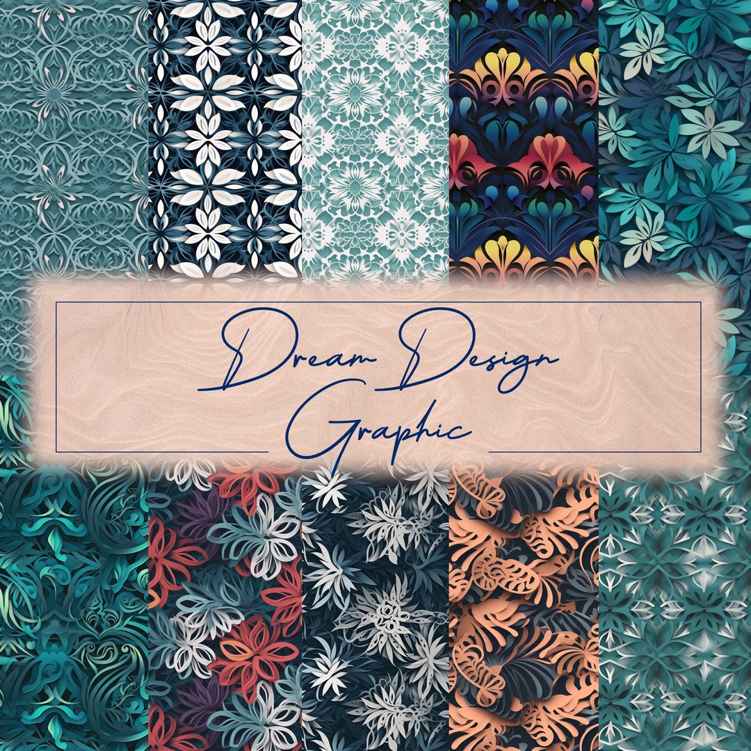 10 Seamless Papercut Patterns Color Papercut Digital Paper Flower ...