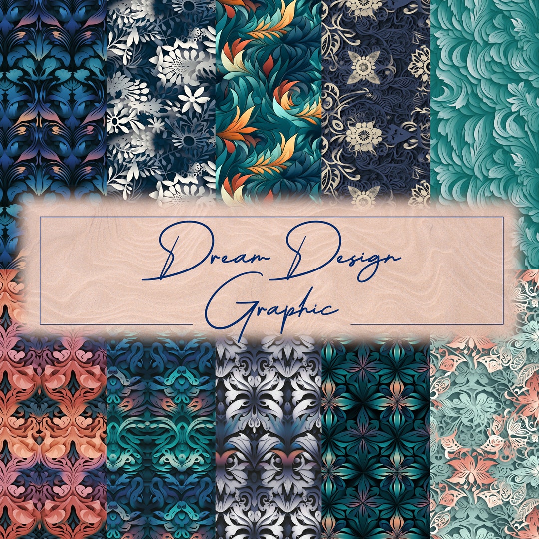 10 Seamless Papercut Patterns Color Papercut Digital Paper Flower ...