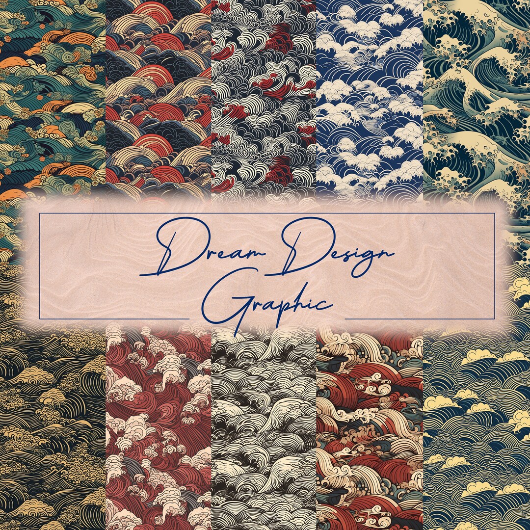 10 Repeating Wave Patterns Seamless Digital Pattern Wrapping Paper ...