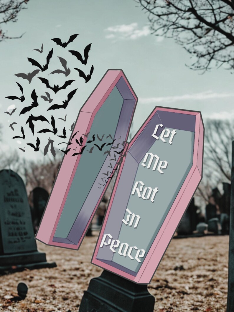 Let Me Rot in Peace | Printable Goth Wall Art | Pastel Coffin Art Print ...