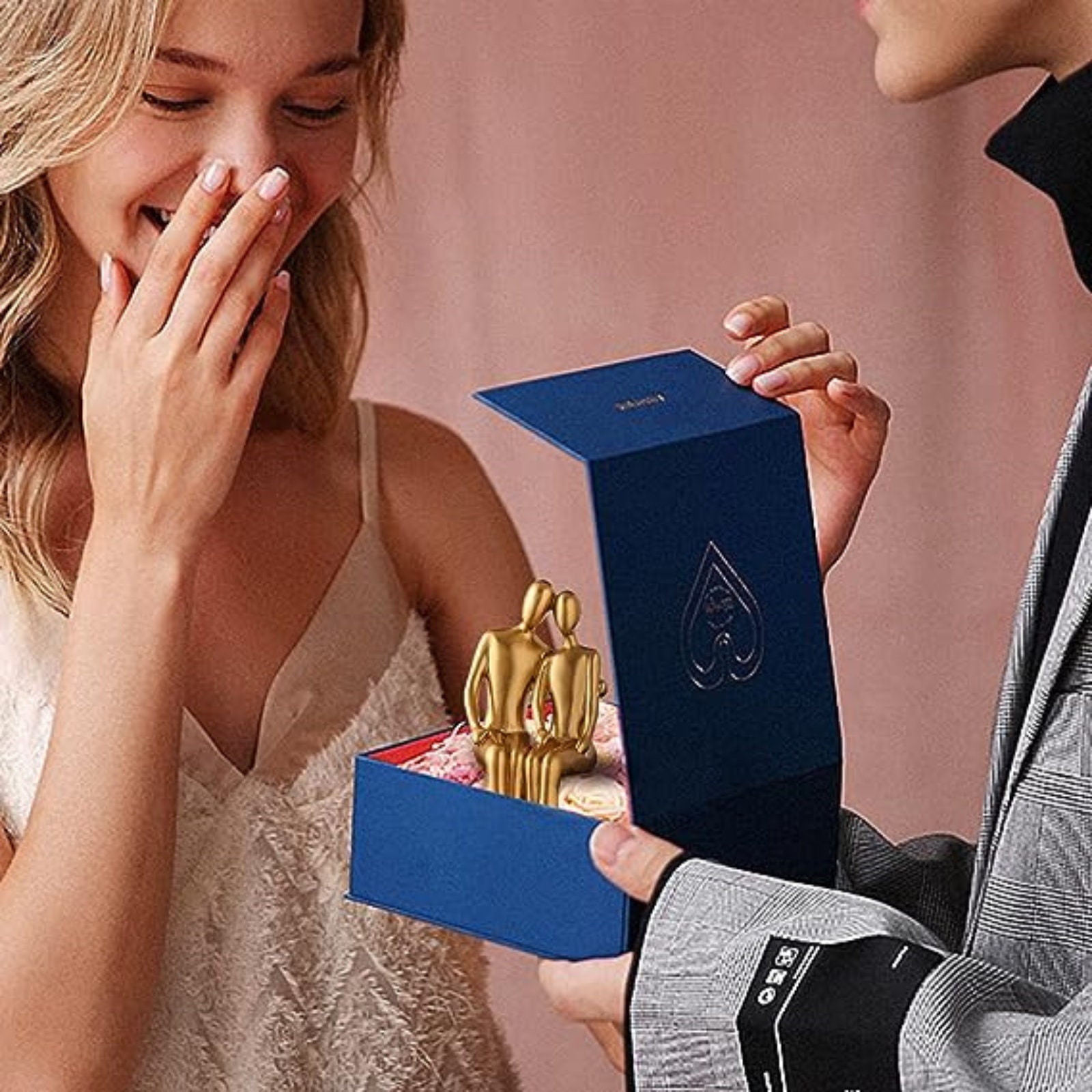 Golden Resin Couple Statue Abstract Art Sculpture for Living - Etsy